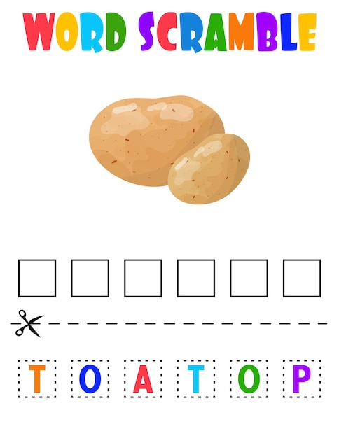 Colorful Word Scramble with Rustic Potatoes | Jiffy Designs