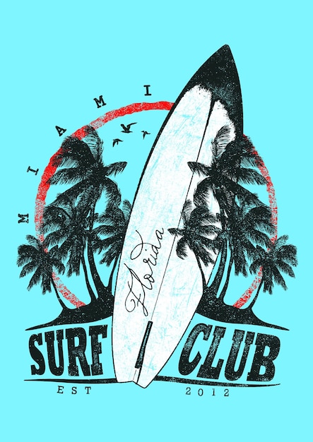 Retro Surf Club with Tropical Palm Trees and Surfboards | Jiffy Designs