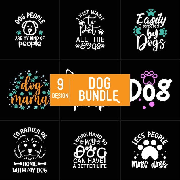 Vibrant Dog-Themed Graphic Collection with Playful Designs and Paw ...