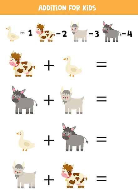 Adorable Farm Animals Addition Equations for Kids | Jiffy Designs