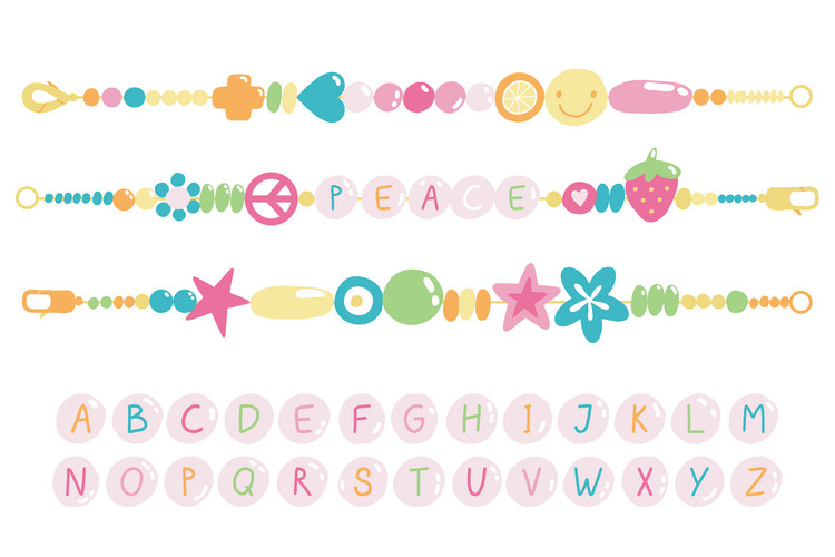 Old School Retro Friendship Bracelets And Bead Alphabet. Handmade ...