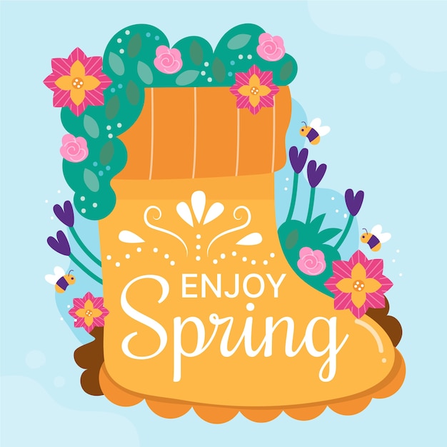 Vibrant Spring Floral Illustration with Enjoy Spring Text | Jiffy Designs