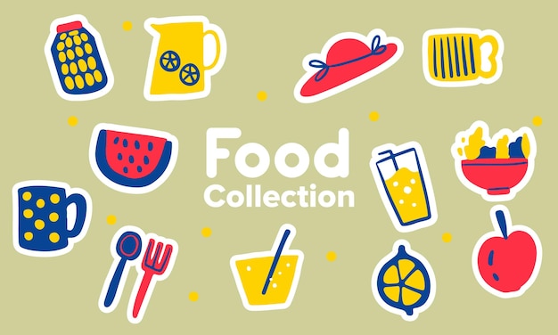 Vibrant Food-Themed Sticker Collection with Diverse Culinary Icons ...