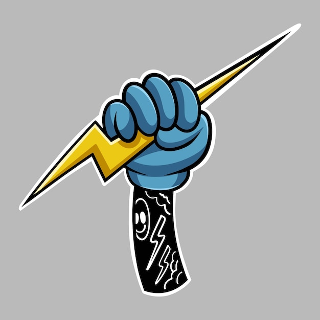 Powerful Fist Wielding Thunderbolt in Bold Cartoon Style | Jiffy Designs