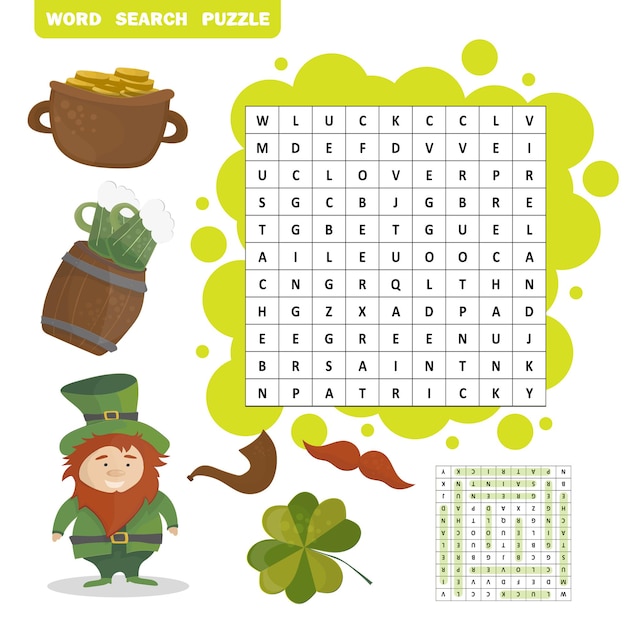 St. Patrick's Day Word Search Puzzle with Leprechaun | Jiffy Designs