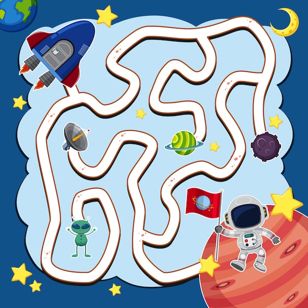 Outer Space Maze Adventure with Astronaut and Rocket | Jiffy Designs