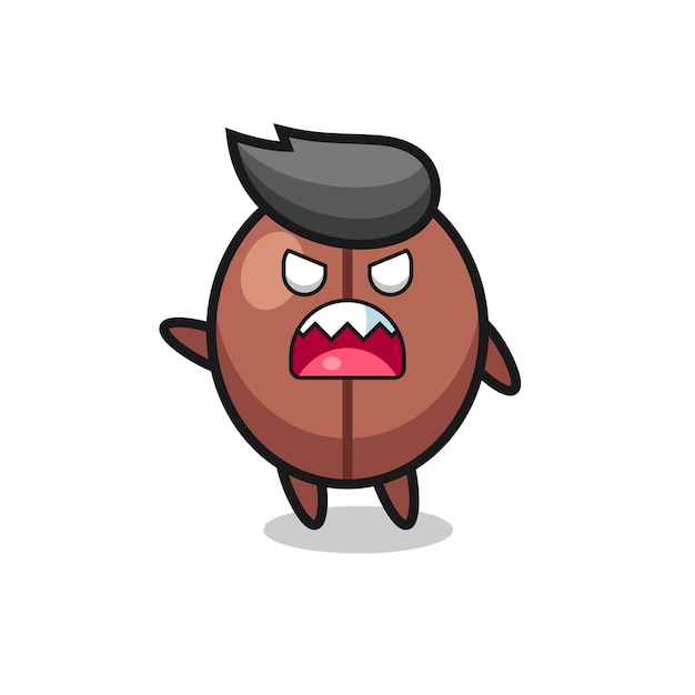 Feisty Coffee Bean Cartoon Character with Angry Expression | Jiffy Designs