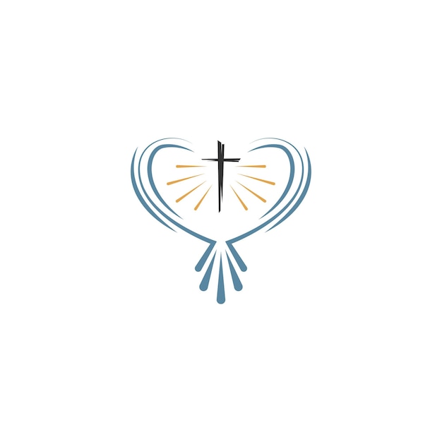 Radiant Cross Embraced by Celestial Heart Symbol | Jiffy Designs