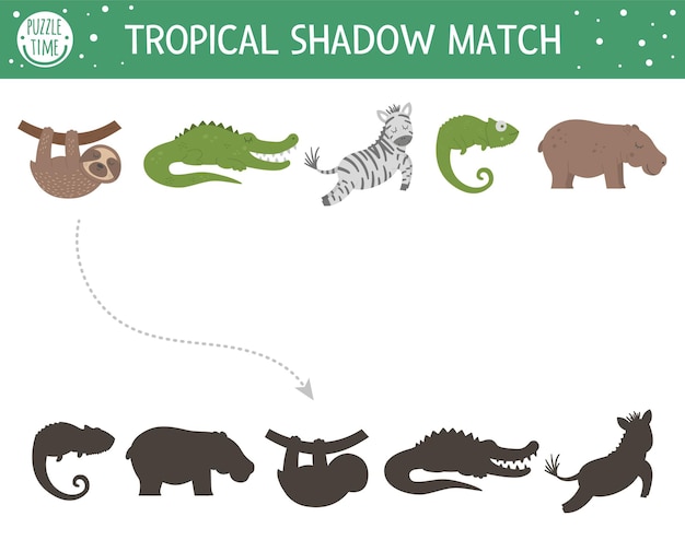 Tropical Animal Shadow Matching Game | Jiffy Designs