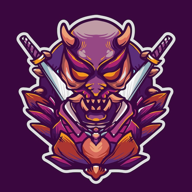 Fearsome Demon Emblem with Crossed Daggers | Jiffy Designs