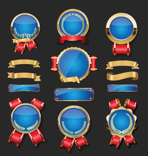 Elegant Blue Emblem Collection with Shimmering Gold Accents | Jiffy Designs