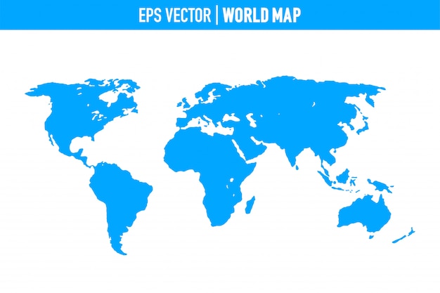 Vibrant Blue Continents and Oceans on Detailed World Map | Jiffy Designs