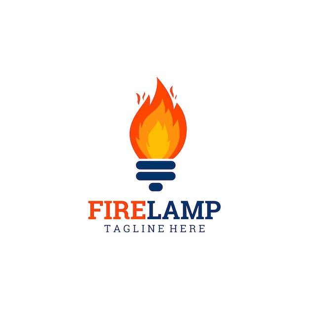 Firelamp Logo with Flaming Light Bulb and Tagline | Jiffy Designs