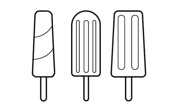 Minimalist Ice Cream Popsicle Line Art Collection | Jiffy Designs