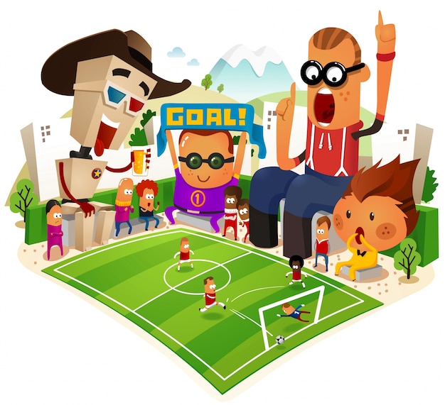 Vibrant Soccer Mascot Characters Cheering on the Field | Jiffy Designs