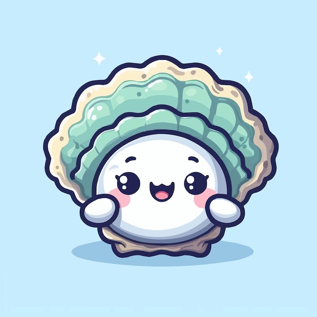 Adorable Cartoon Clam with Smiling Expression and Scalloped Shell ...