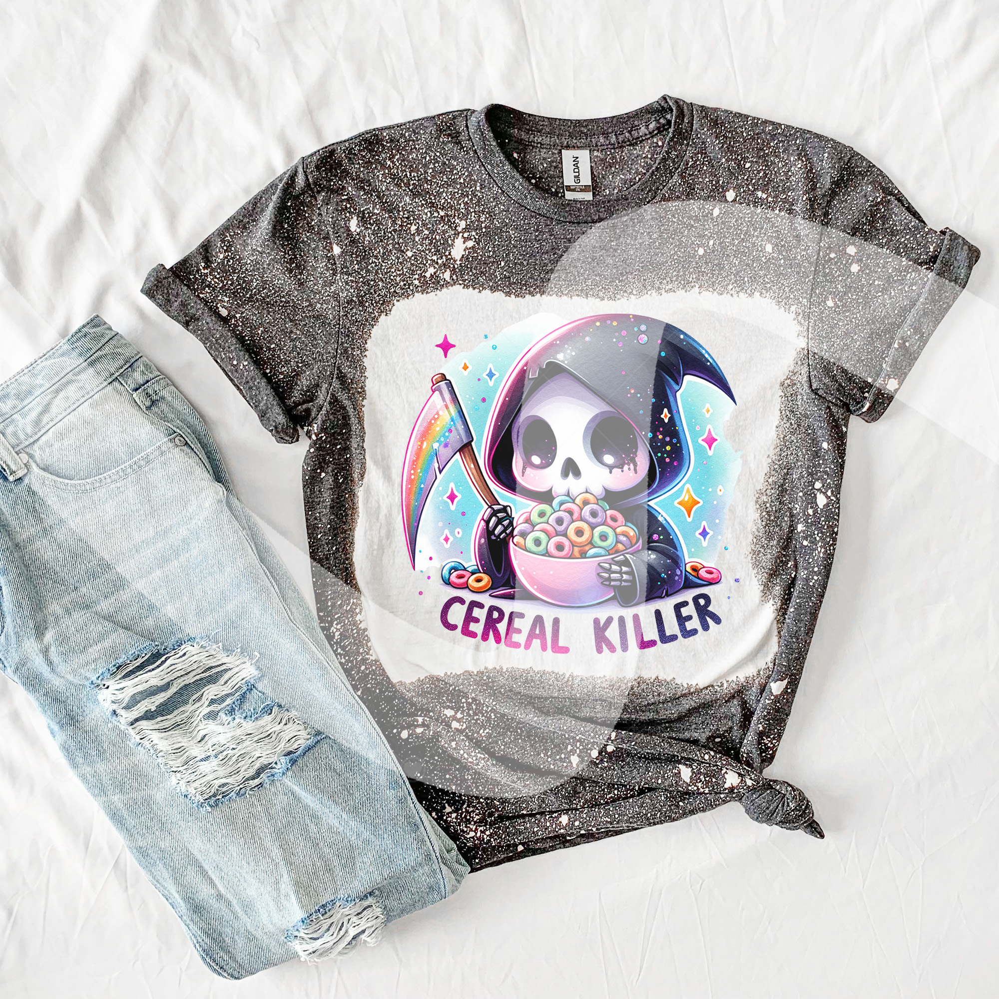 'Cereal Killer' Grim Reaper Eating Colorful Cereal with Rainbow Scythe ...