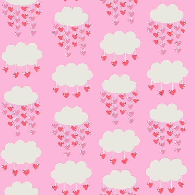 Whimsical Heart-Shaped Rain Clouds Shower Pattern | Jiffy Designs