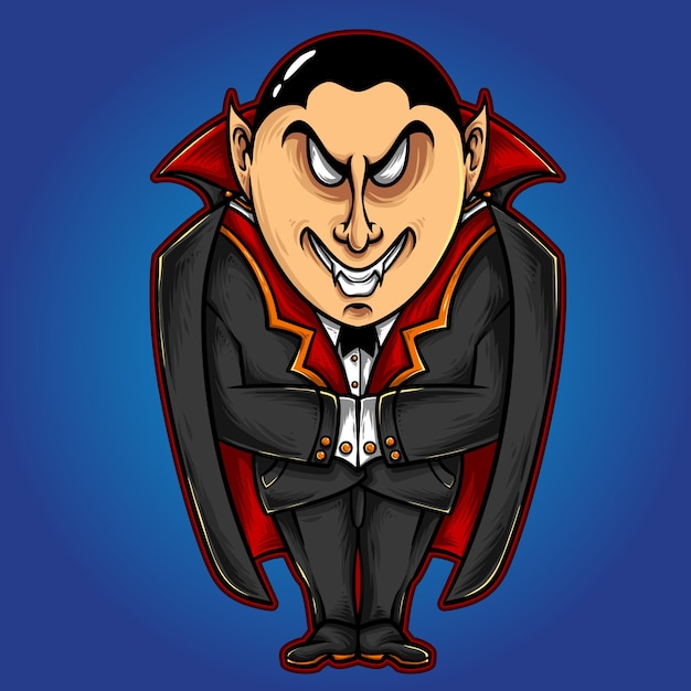 Humorous Cartoon Vampire Character with Cape and Fangs | Jiffy Designs