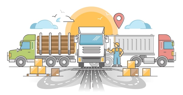 Bustling Logistics: Trucks, Cargo, and Delivery in the Sunny Landscape ...