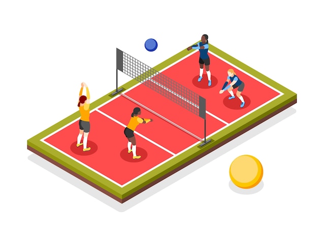 Vibrant Volleyball Court with Dynamic Players in Action | Jiffy Designs