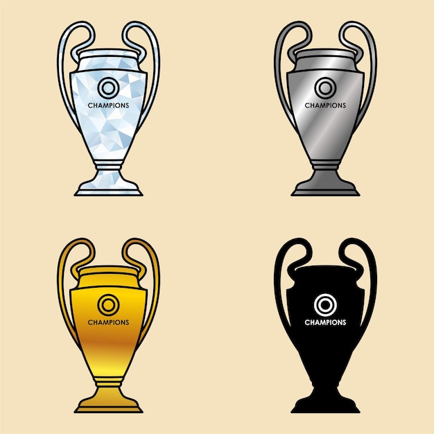 Diverse Collection of Iconic Champions League Trophy Illustrations ...