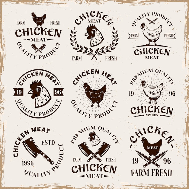 Vintage Chicken Meat Collection of Retro-Inspired Logos and Badges ...