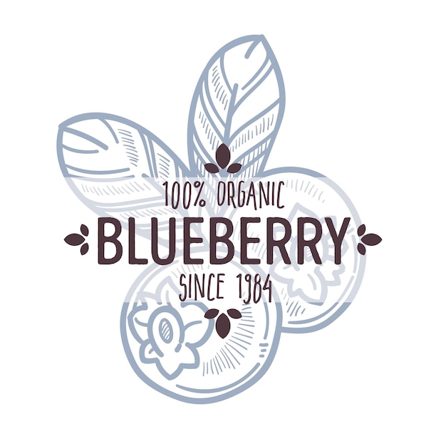 Vintage Organic Blueberry Label with Leaf Illustrations | Jiffy Designs
