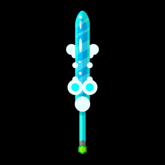 Vibrant Aqua Sword with Glowing Orbs and Clouds | Jiffy Designs