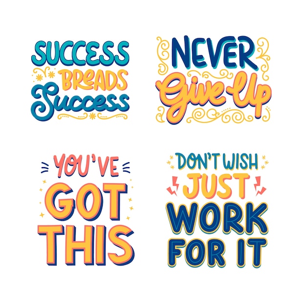 Vibrant Motivational Lettering Collection for Success and Inspiration ...