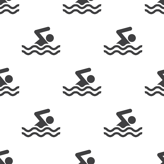 Seamless Pattern of Swimmers and Wavy Aquatic Symbols | Jiffy Designs