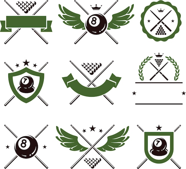 Versatile Billiards Iconography Collection with Winged 8-Ball Motif ...