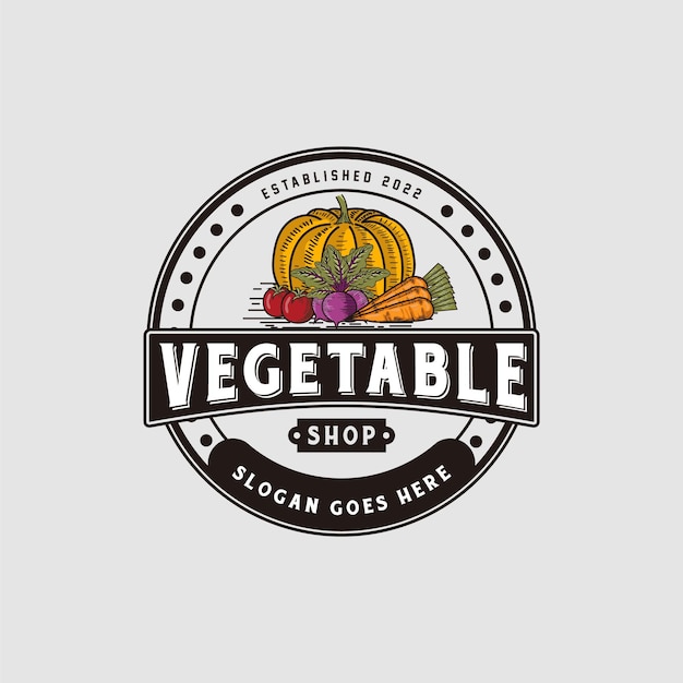 Vibrant Vegetable Shop Logo with Colorful Produce | Jiffy Designs