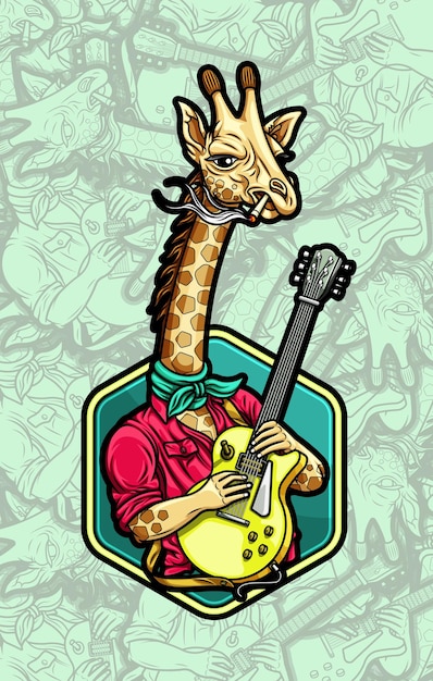 Groovy Giraffe Guitarist Rocking the Jungle Rhythm | Jiffy Designs