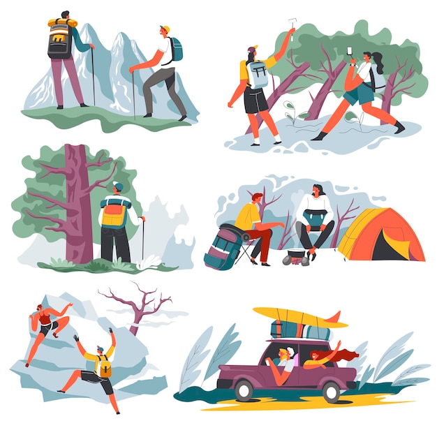 Vibrant Outdoor Adventure Scenes with Diverse Characters | Jiffy Designs