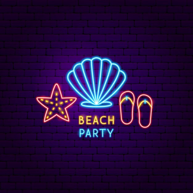 Vibrant Neon Beach Party Symbols Shining Brightly | Jiffy Designs