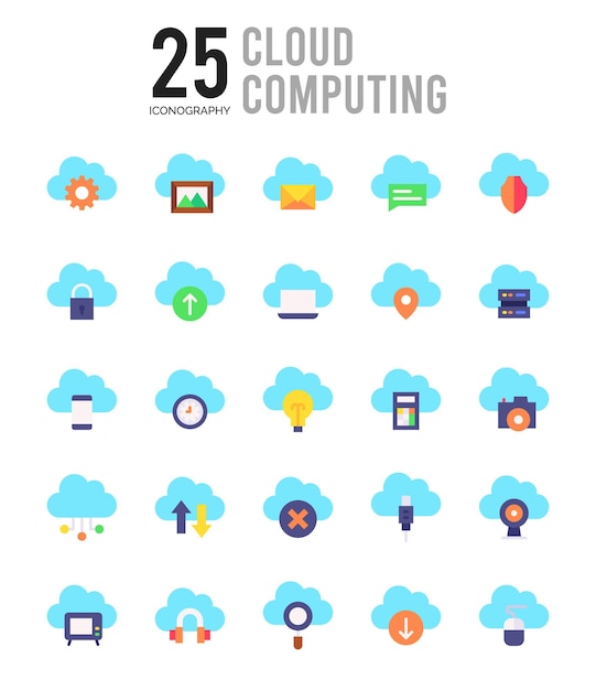 Vibrant Cloud Computing Icons with Minimalist Geometric Designs | Jiffy ...