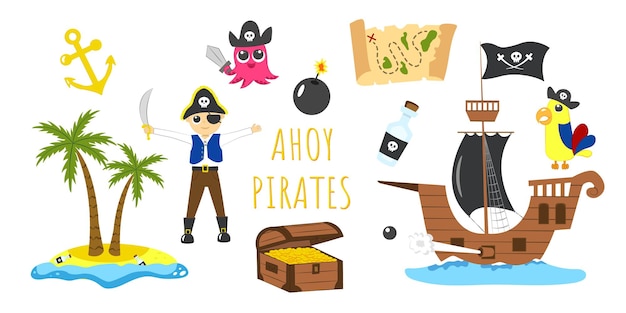 Colorful Collection of Playful Pirate-Themed Illustrations | Jiffy Designs