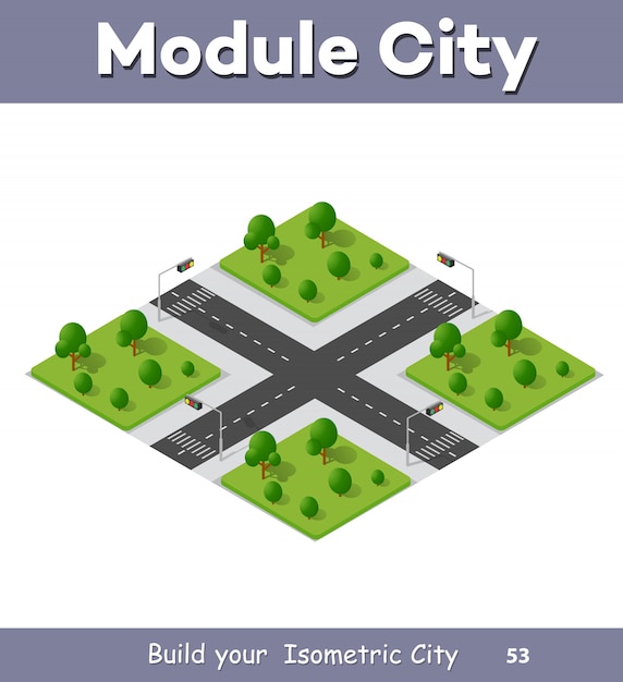Modular Intersection in Isometric City Layout | Jiffy Designs
