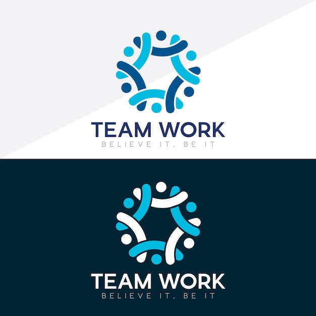 Collaborative Teamwork Icon with Interlocking People Shapes | Jiffy Designs