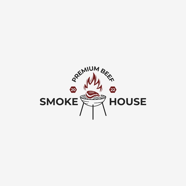 Premium Smoke House: Grill and Flame Emblem Logo | Jiffy Designs