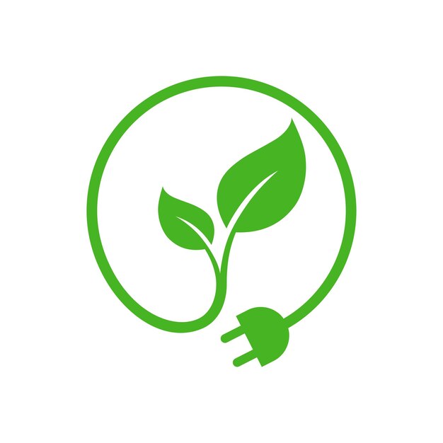 Sustainable Energy Symbol: Green Leaf and Plug | Jiffy Designs