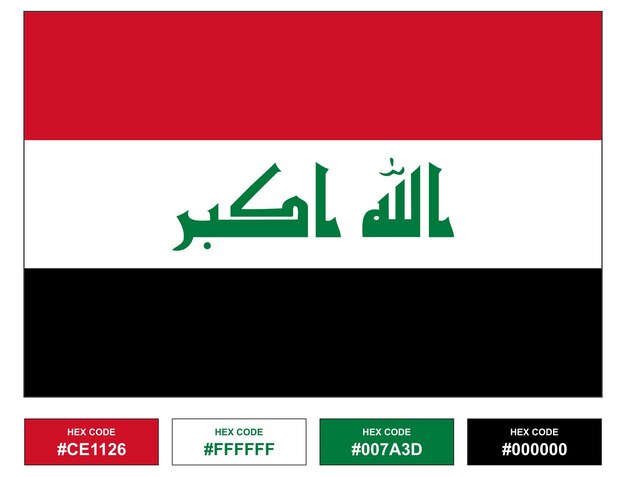 Vibrant Iraqi Flag with Bold Text and Geometric Design | Jiffy Designs