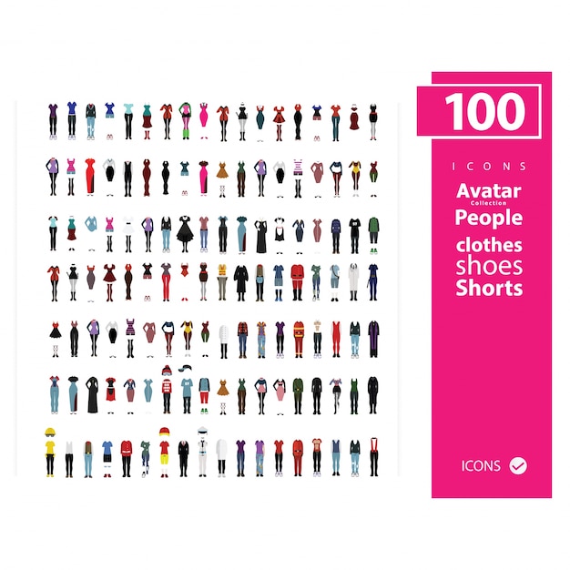 Diverse Collection of Stylized Avatar Icons Depicting People, Clothes ...