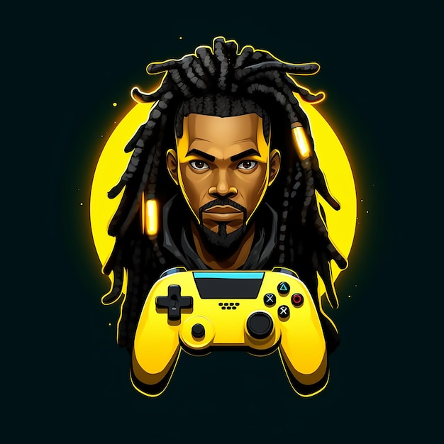 Charismatic Gamer with Dreadlocks Holding a Yellow Game Controller ...