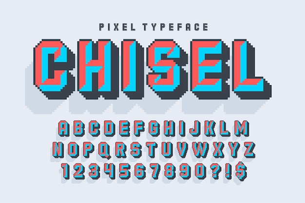 Vibrant Retro Pixel Art Typeface with Chiseled Texture | Jiffy Designs