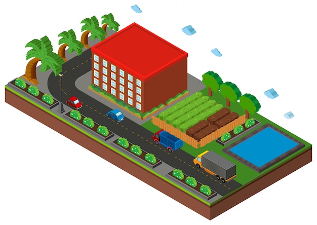 Vibrant Isometric School Campus Illustration with Lush Greenery | Jiffy ...