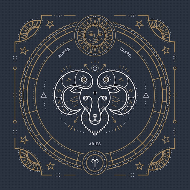 Mystical Aries Zodiac Symbol in Ornate Celestial Design | Jiffy Designs