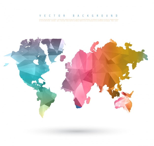 Vibrant Polygonal World Map with Diverse Color Palette | Jiffy Designs