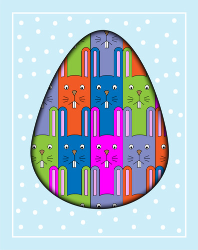 Colorful Cartoon Rabbit. Postcard With A Funny Rabbit. Colored Rabbits ...